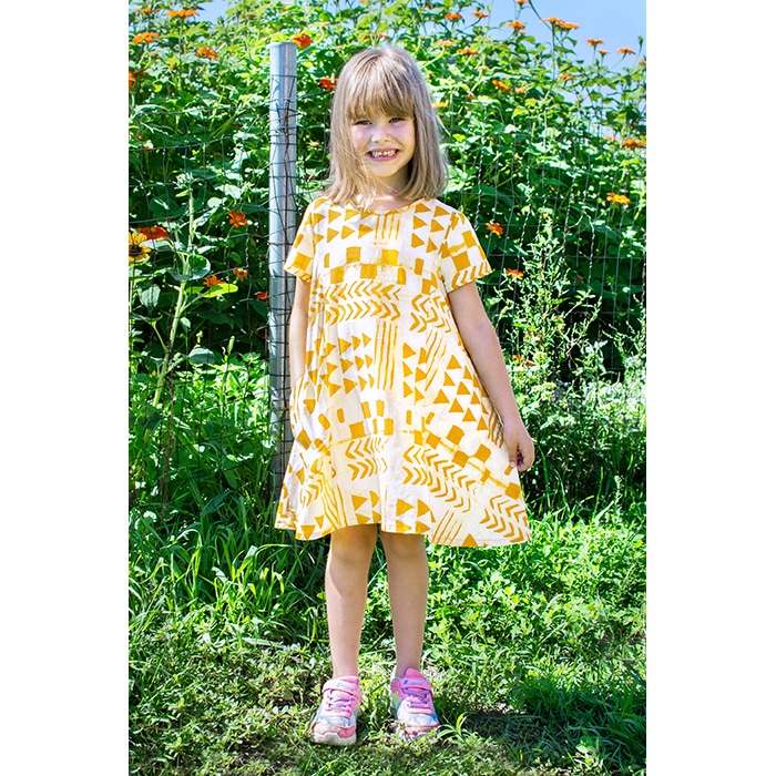 Fair Trade Swing Dress: Painted Floral - Charcoal-Organic